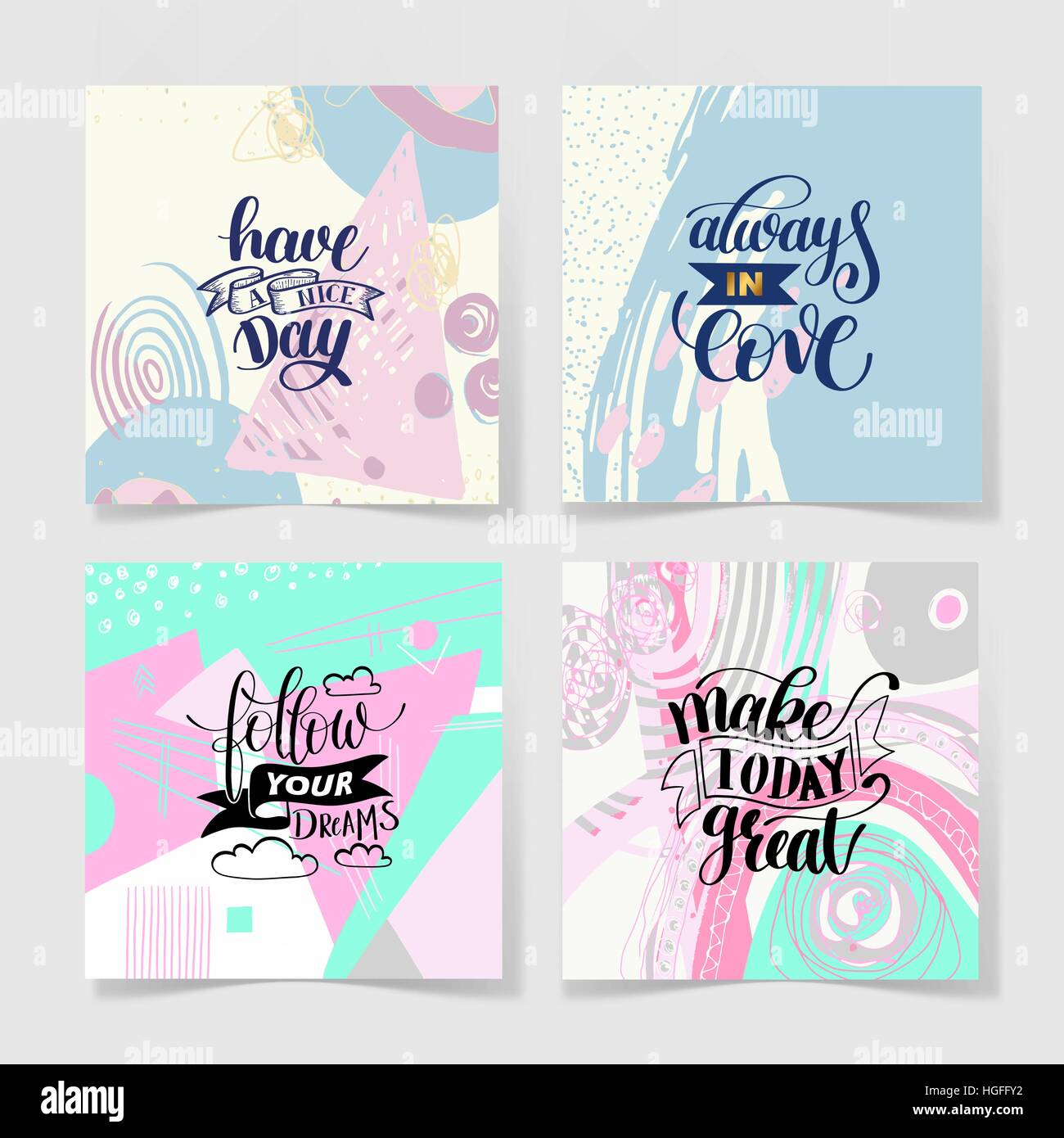 set of four handwritten calligraphy lettering quote design greet Stock ...