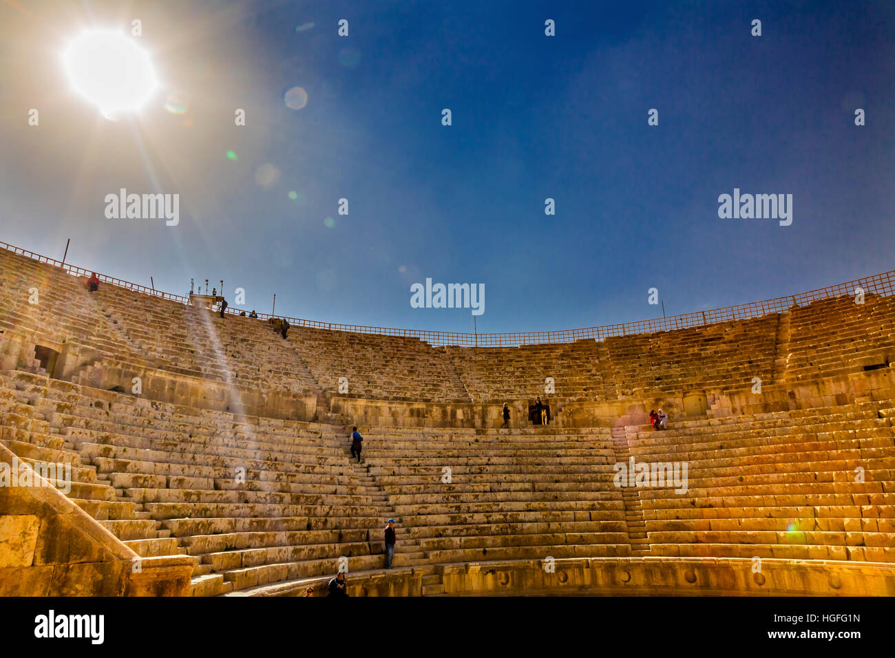 Ancient Roman Amphitheater South Theater City Sun Jerash Jordan. Jerash ...