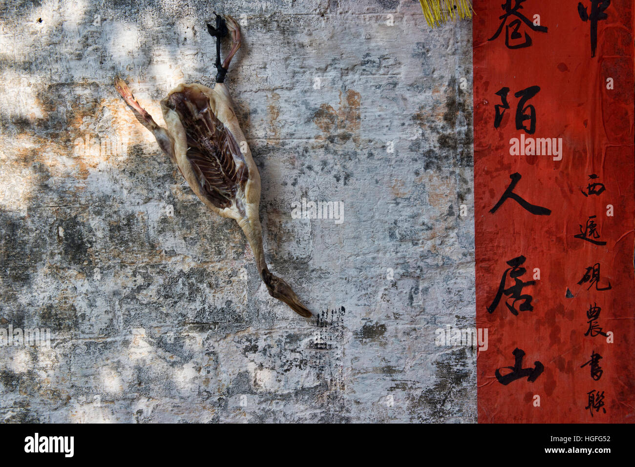 Duck drying in the ancient village of Xidi, Anhui, China Stock Photo ...