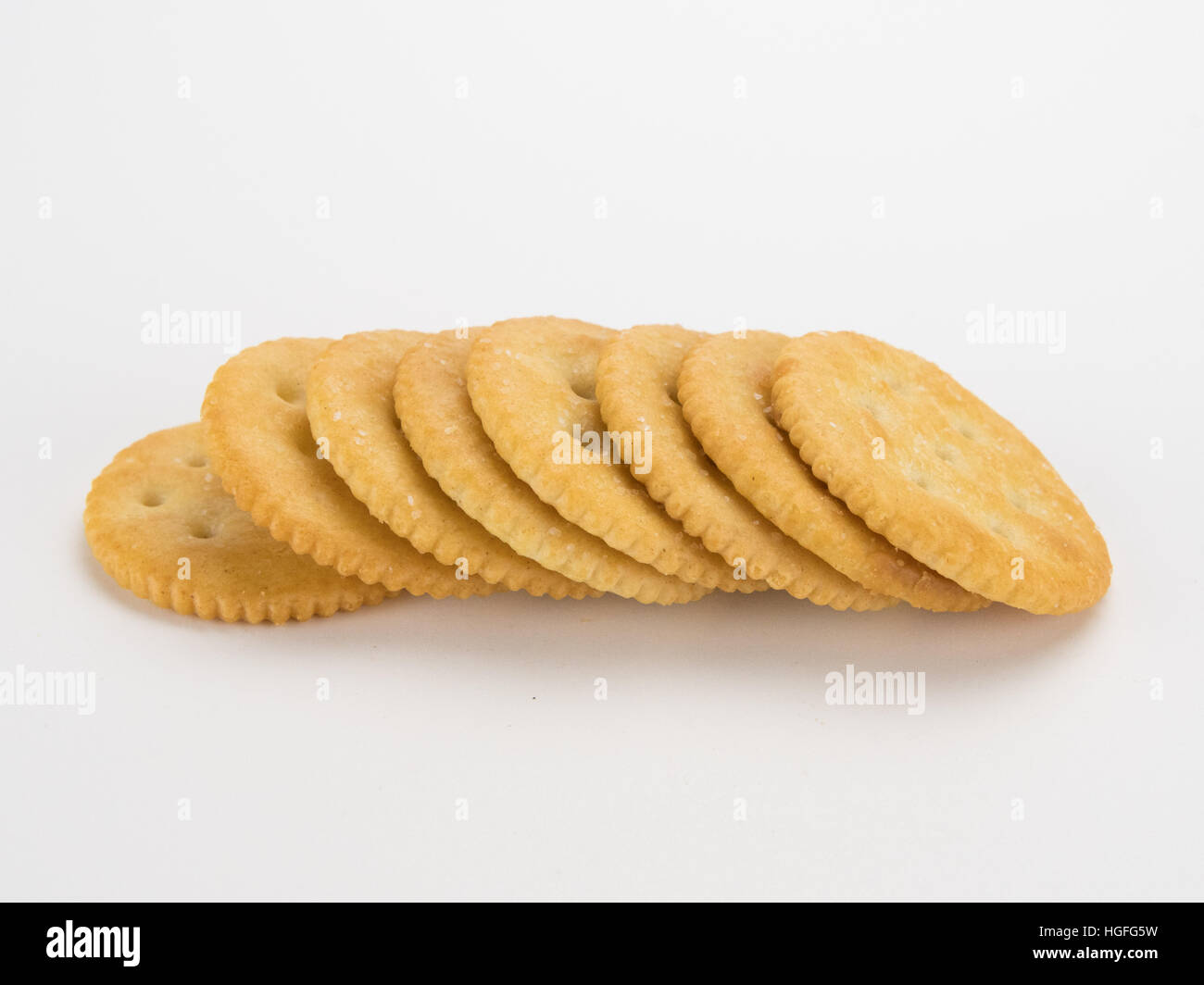Round Crackers in a Row Isolated on White Stock Photo - Alamy