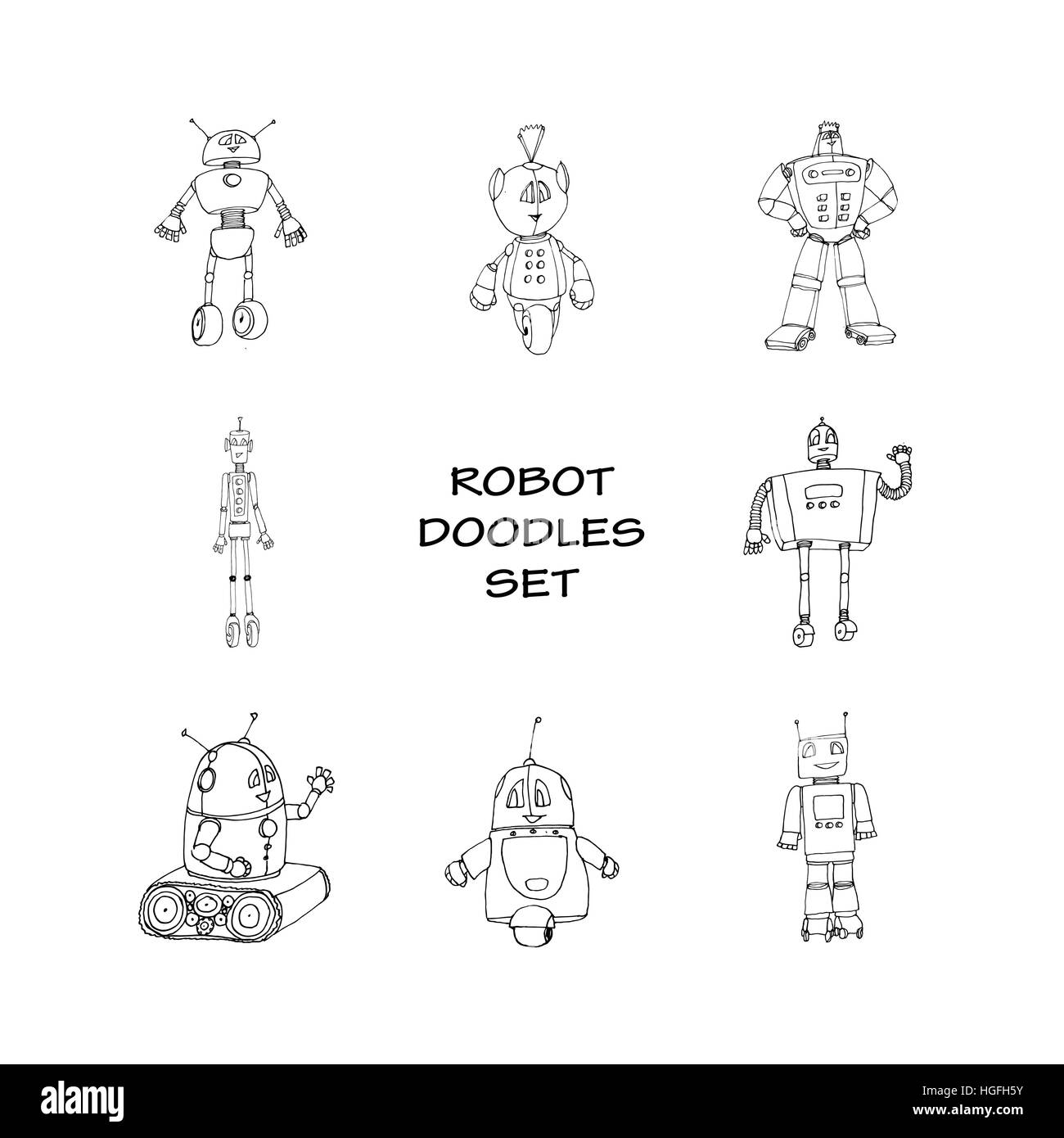 Robot doodles set Stock Vector Image & Art - Alamy