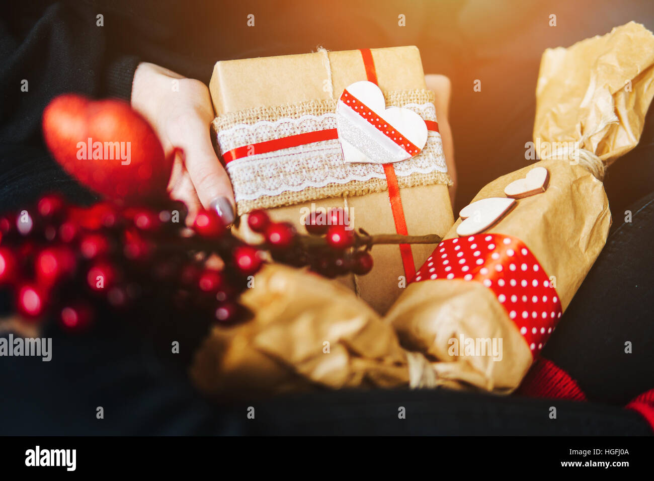 girl with presents Stock Photo - Alamy
