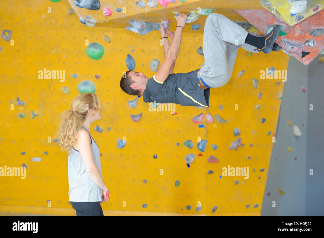 overhang bouldering skill Stock Photo - Alamy