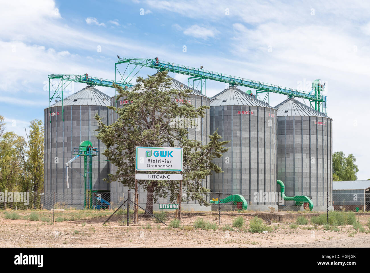 JACOBSDAL, SOUTH AFRICA - DECEMBER 24, 2016: Grain silos at Rietrivier ...