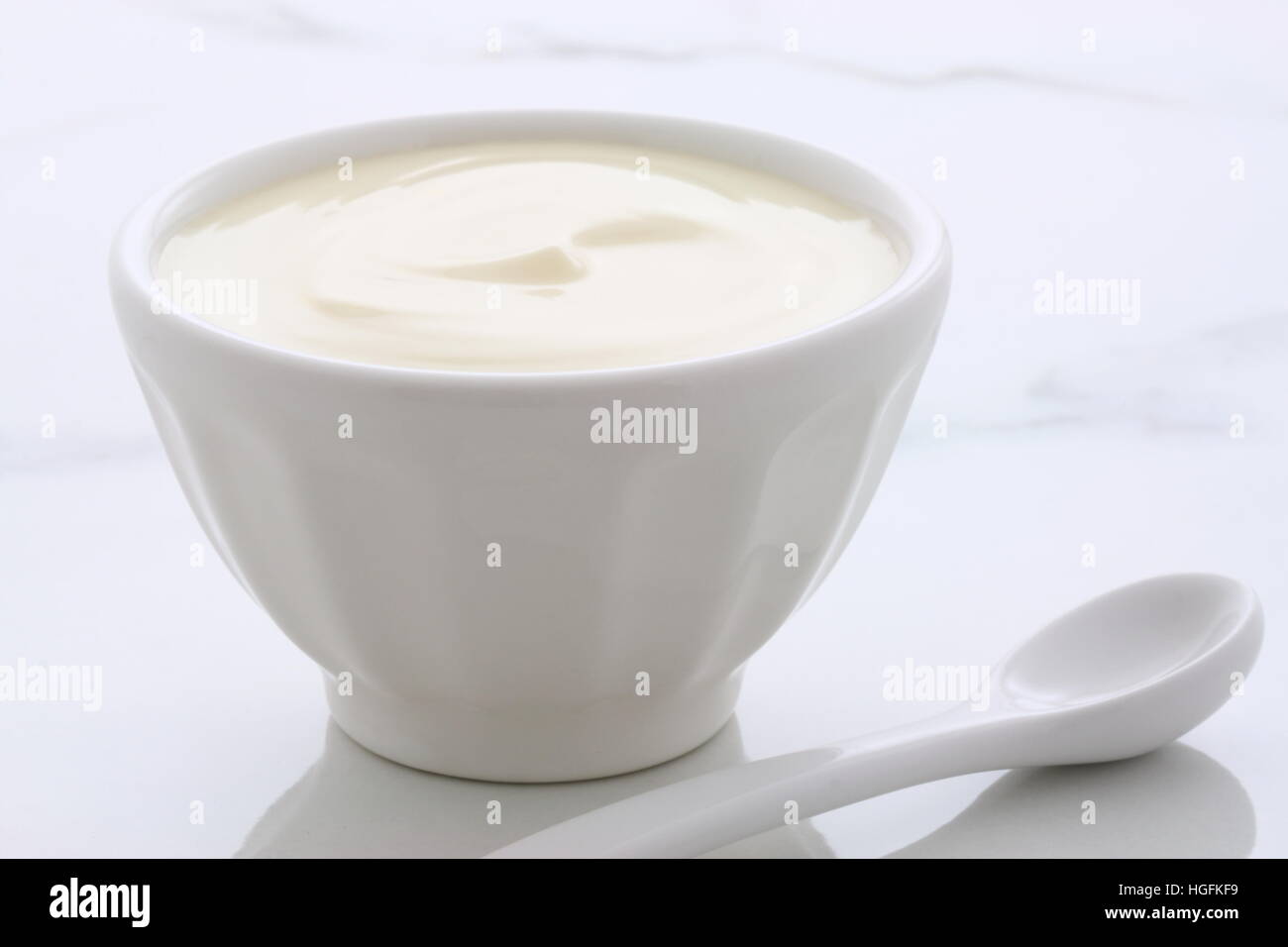 Delicious, nutritious and healthy fresh plain yogurt on vintage italian ...