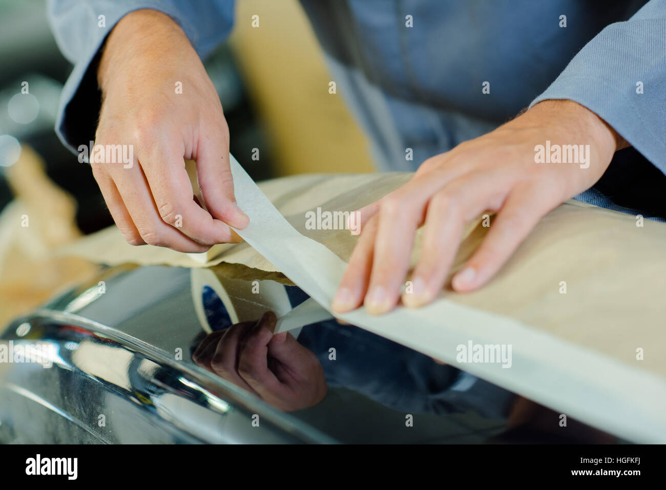 technician taping car Stock Photo - Alamy