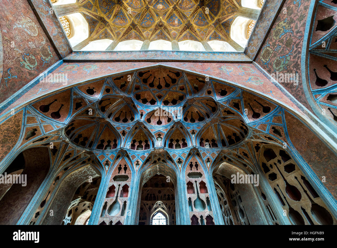 Ceiling of Music Hall in Safavid grand palace Ali Qapu located at Naqsh ...