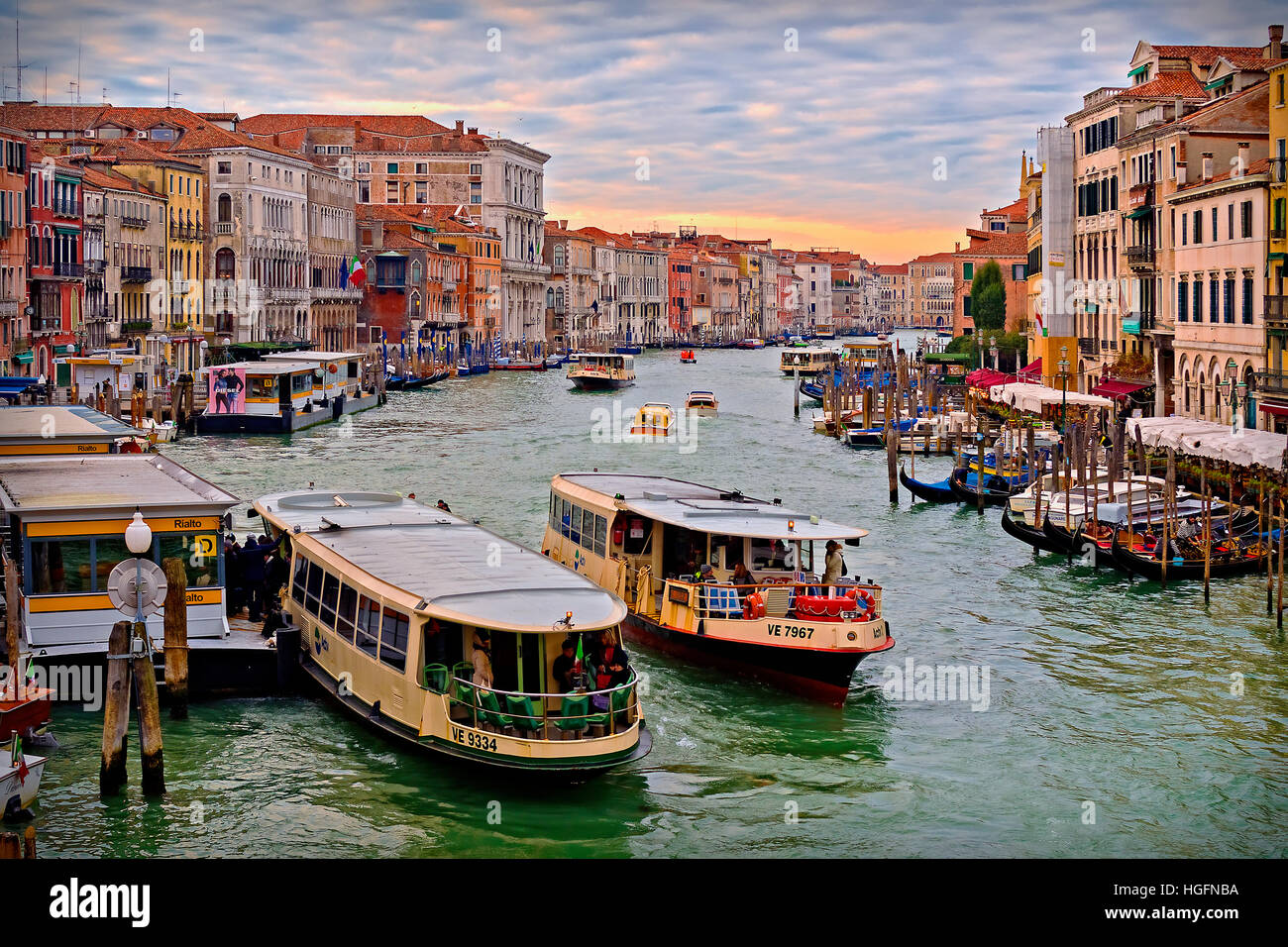 Italy Veneto Venice canal Grande Public Transport - waterbus from Ponte ...