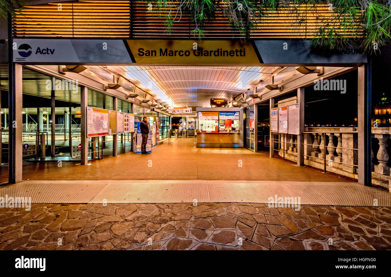 Italy Veneto Venice Public Transport - Water Bus Station Stock Photo ...