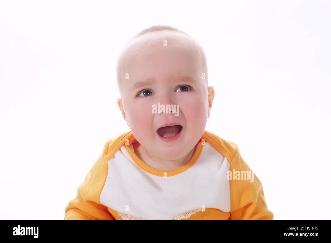 crying baby on white background Stock Photo - Alamy