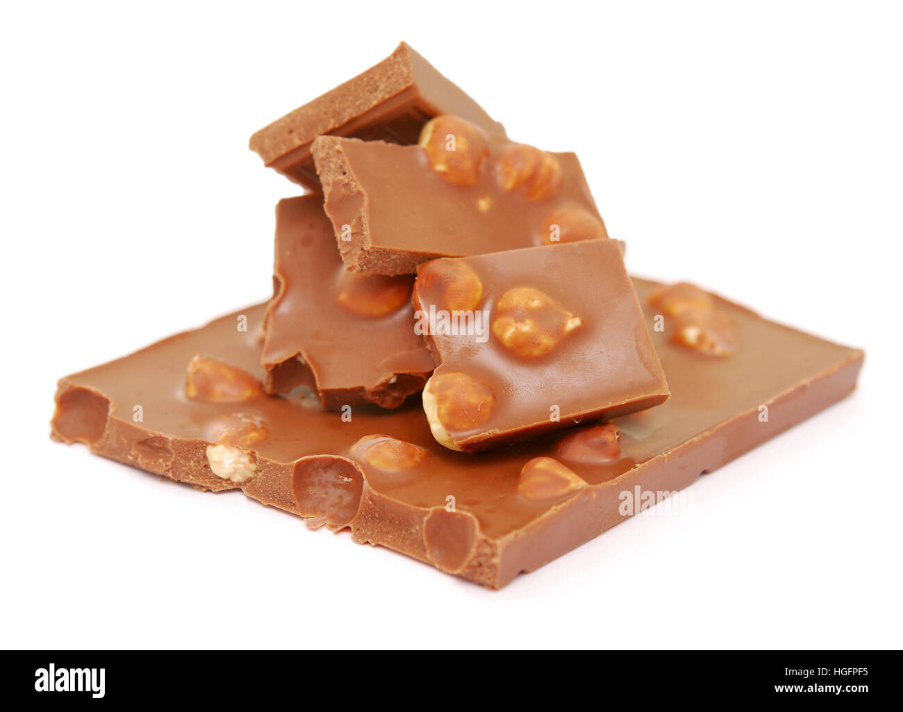 broken chocolate bar isolated on white background Stock Photo - Alamy