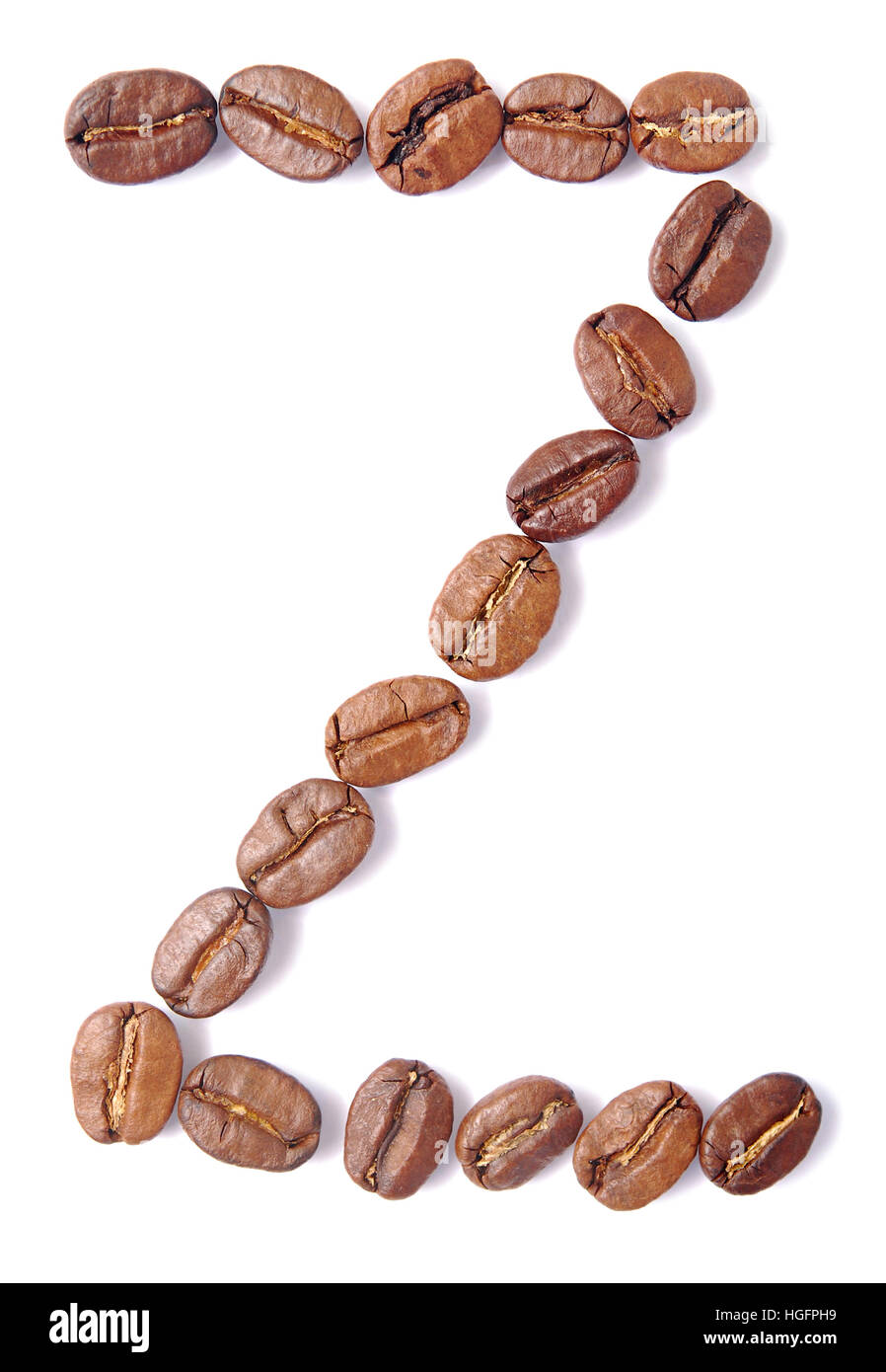 letter Z from coffee beans with shadow isolated on white Stock Photo ...