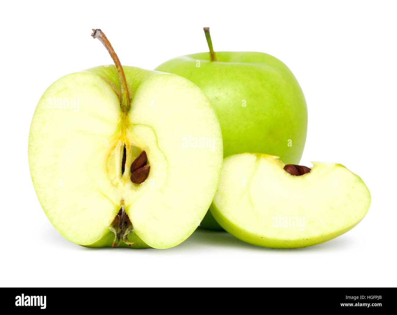 green apples on white background with shadow Stock Photo - Alamy