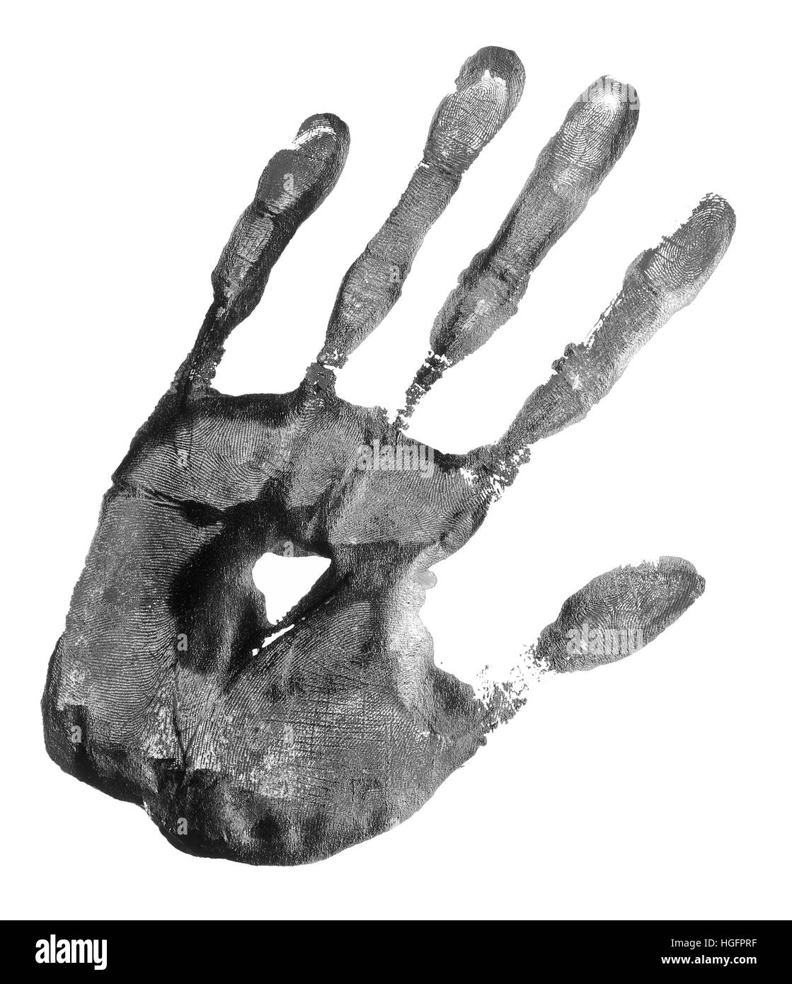 black hand print on a white Stock Photo - Alamy