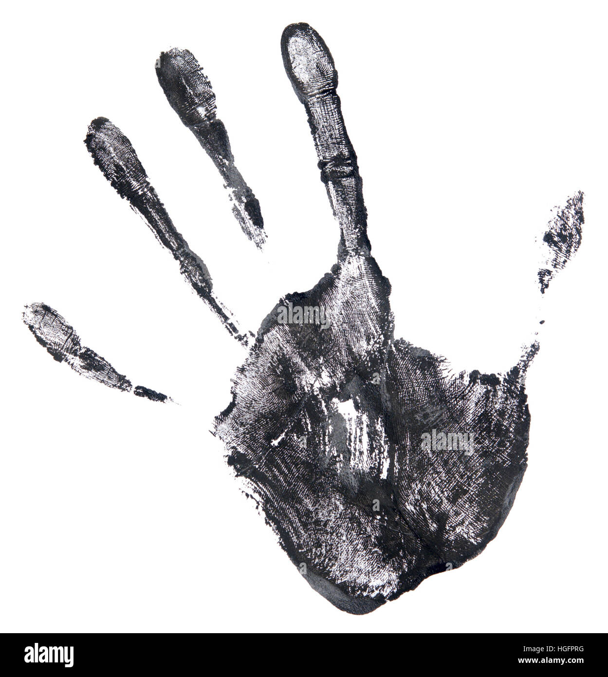black hand print on a white Stock Photo - Alamy