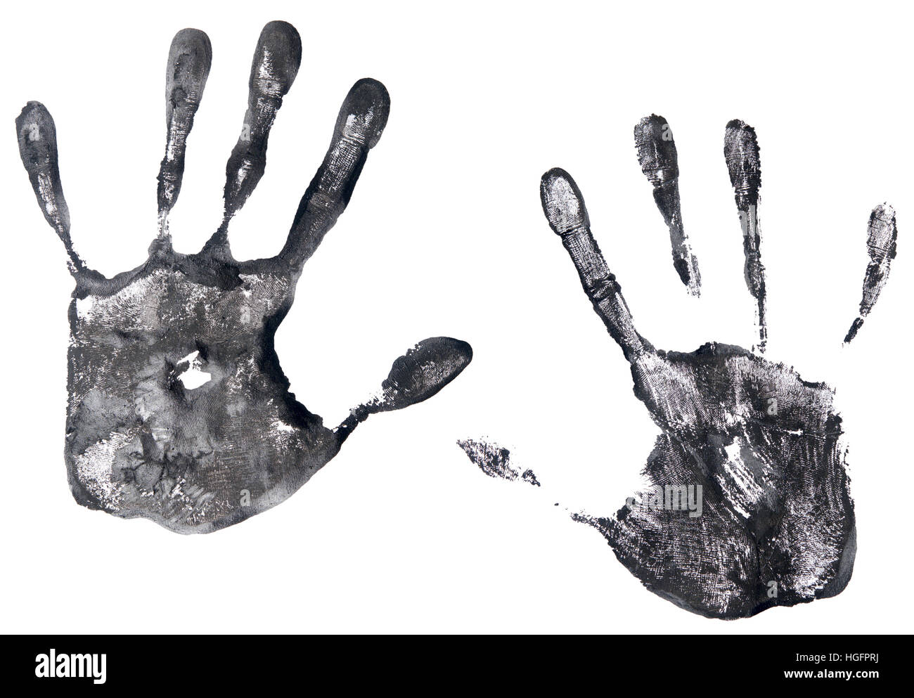 two black handprint on a white Stock Photo - Alamy