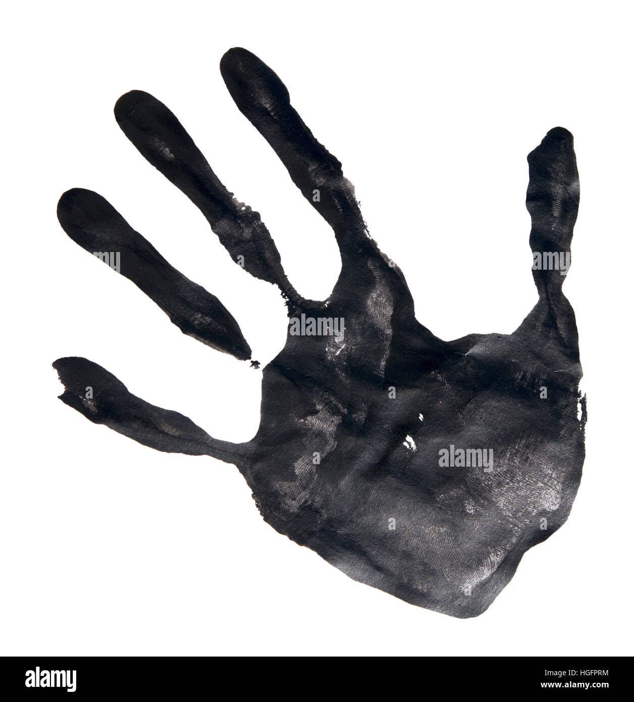 black hand print on a white Stock Photo - Alamy