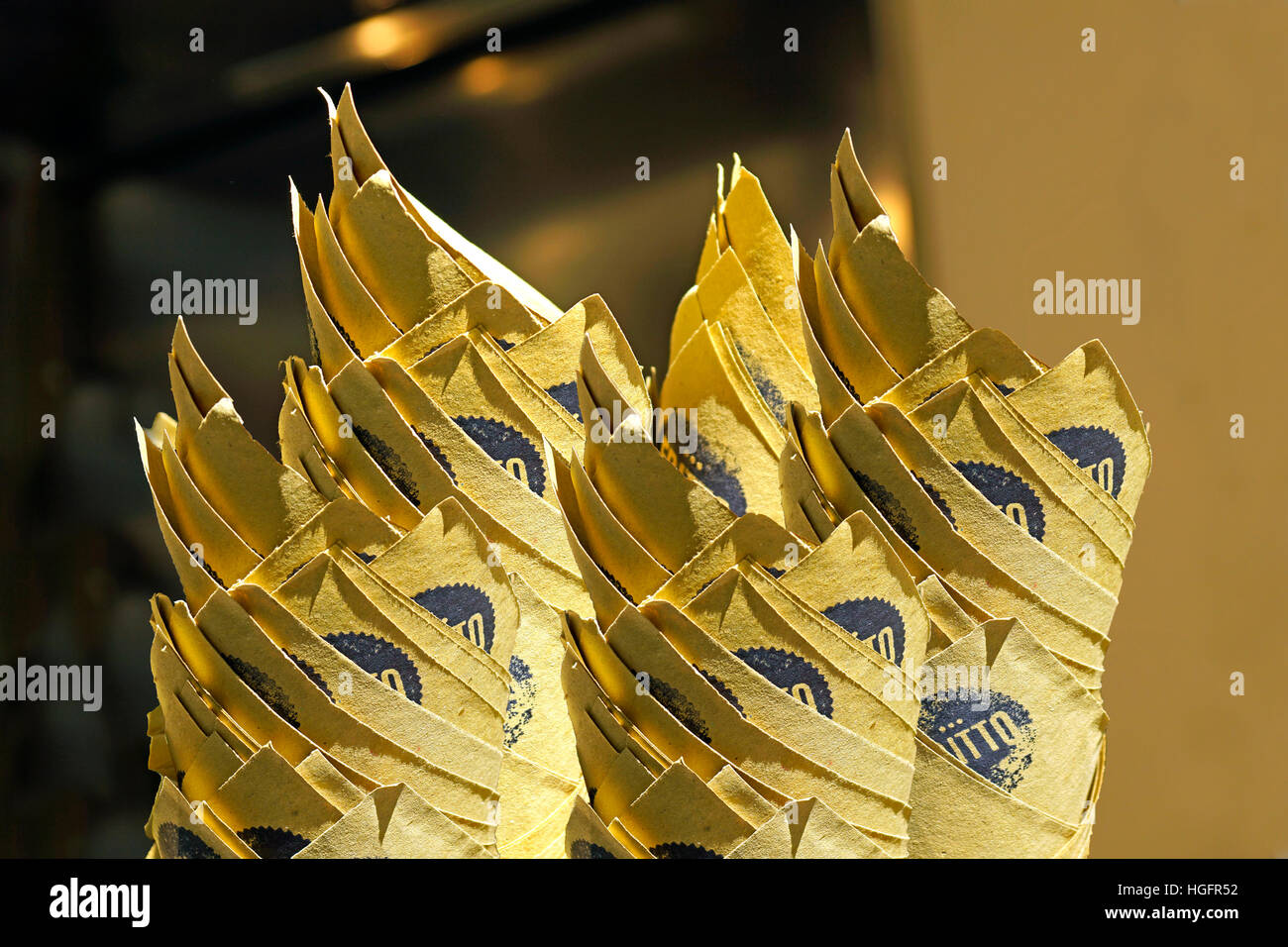 empty cone of french fries in fake newspaper Stock Photo - Alamy