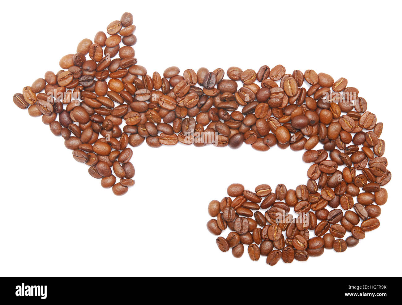 arrow made roasted coffee on a white background Stock Photo - Alamy