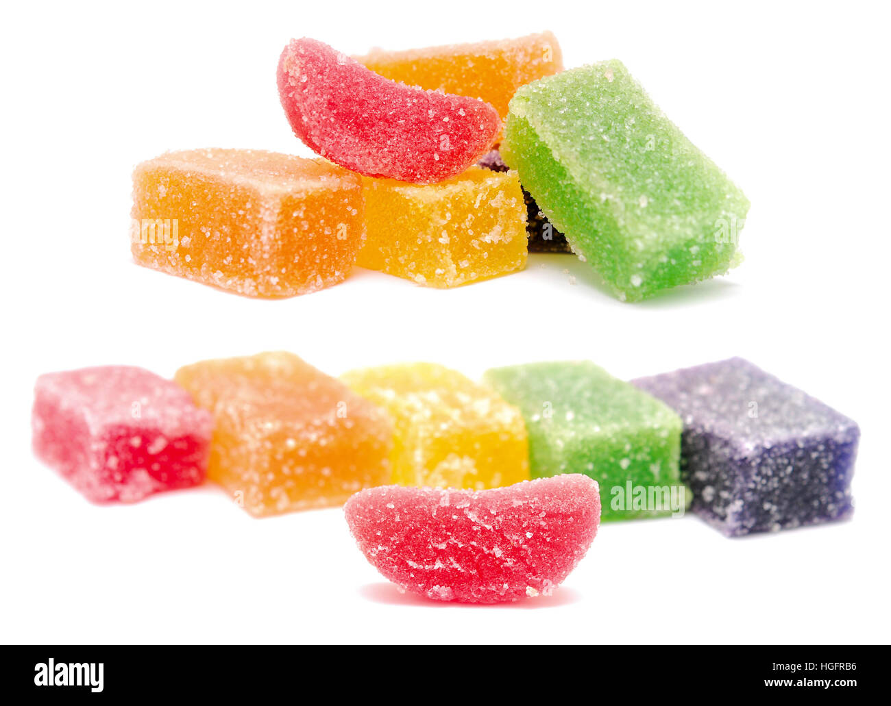 colorful jelly in sugar isolated on white Stock Photo - Alamy
