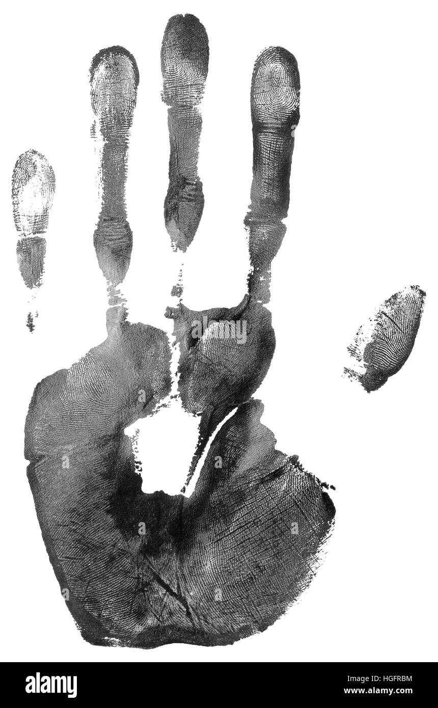 black hand print on a white Stock Photo - Alamy