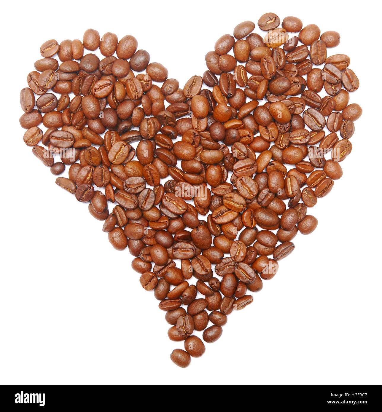 heart made of roasted coffee on a white background Stock Photo - Alamy