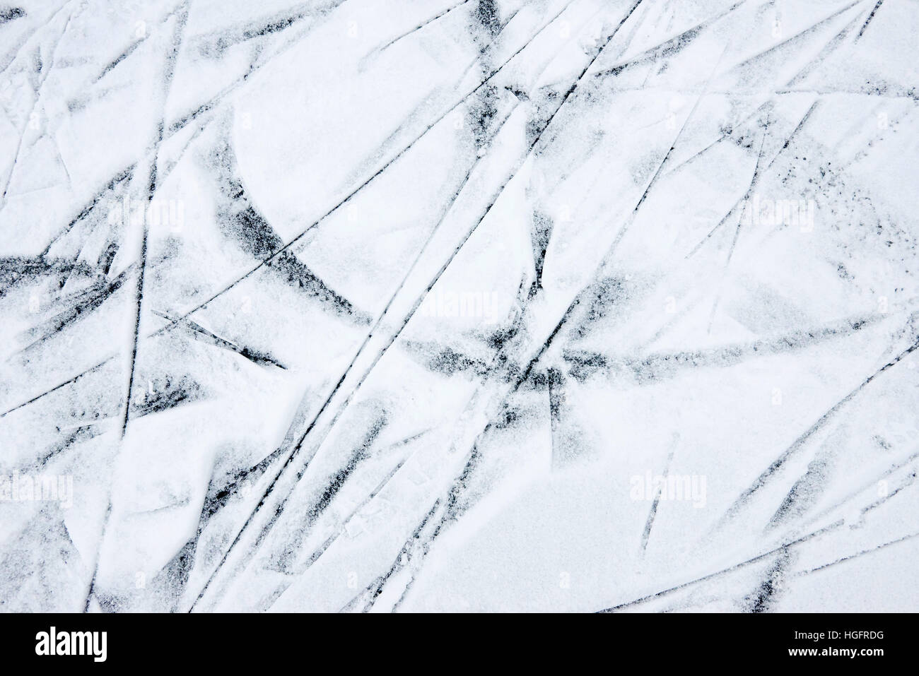 ice background with marks from skating and hockey, Ice rink floor ...