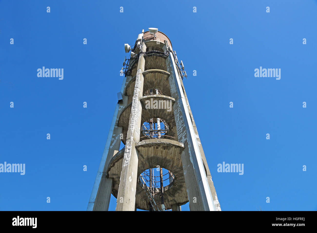 Antenna installed on top of water tower Stock Photo - Alamy