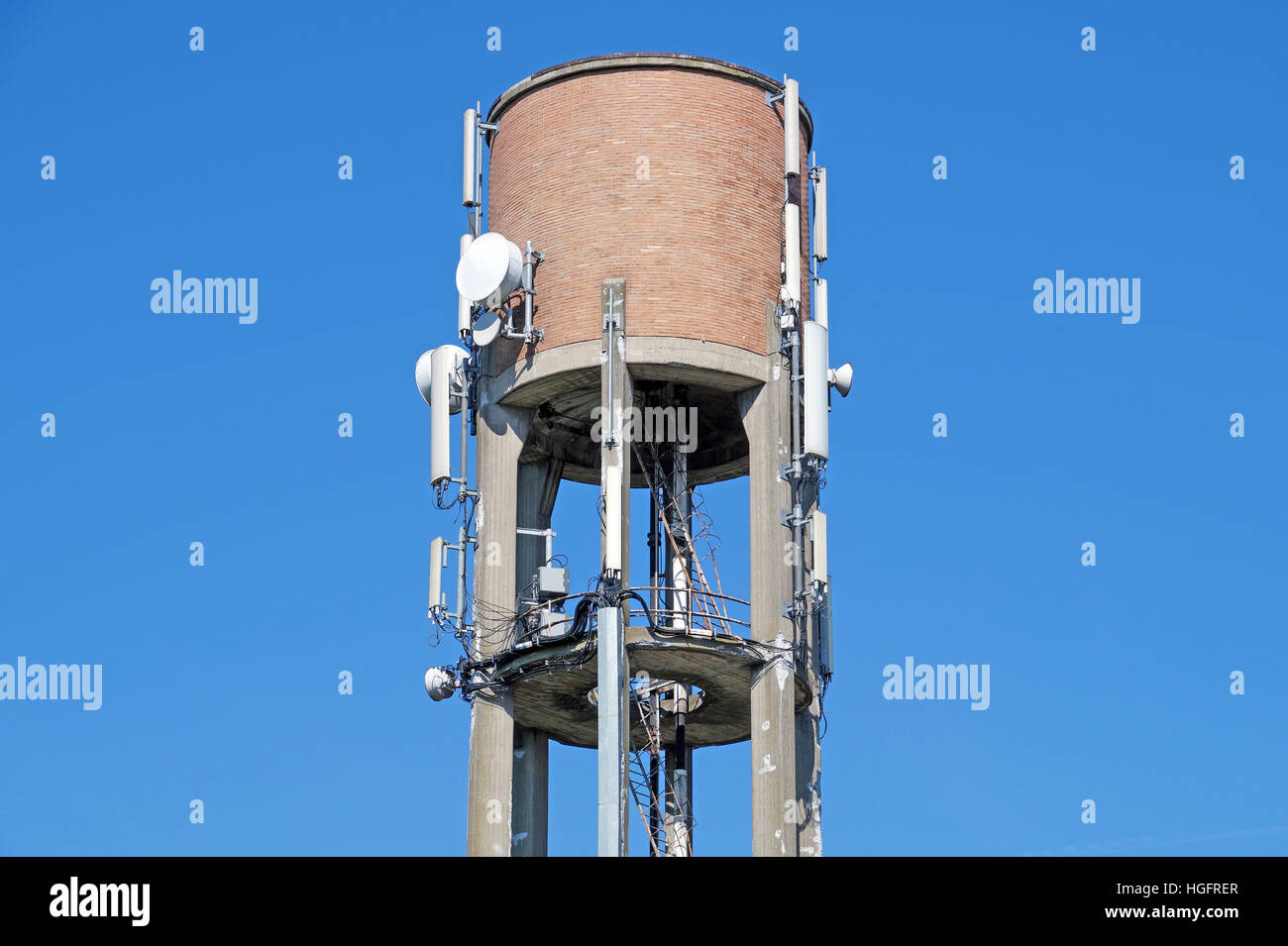 Antenna installed on top of water tower Stock Photo - Alamy