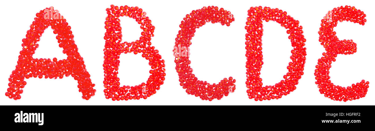 letter from beautiful red diamonds on a white with shadow Stock Photo ...