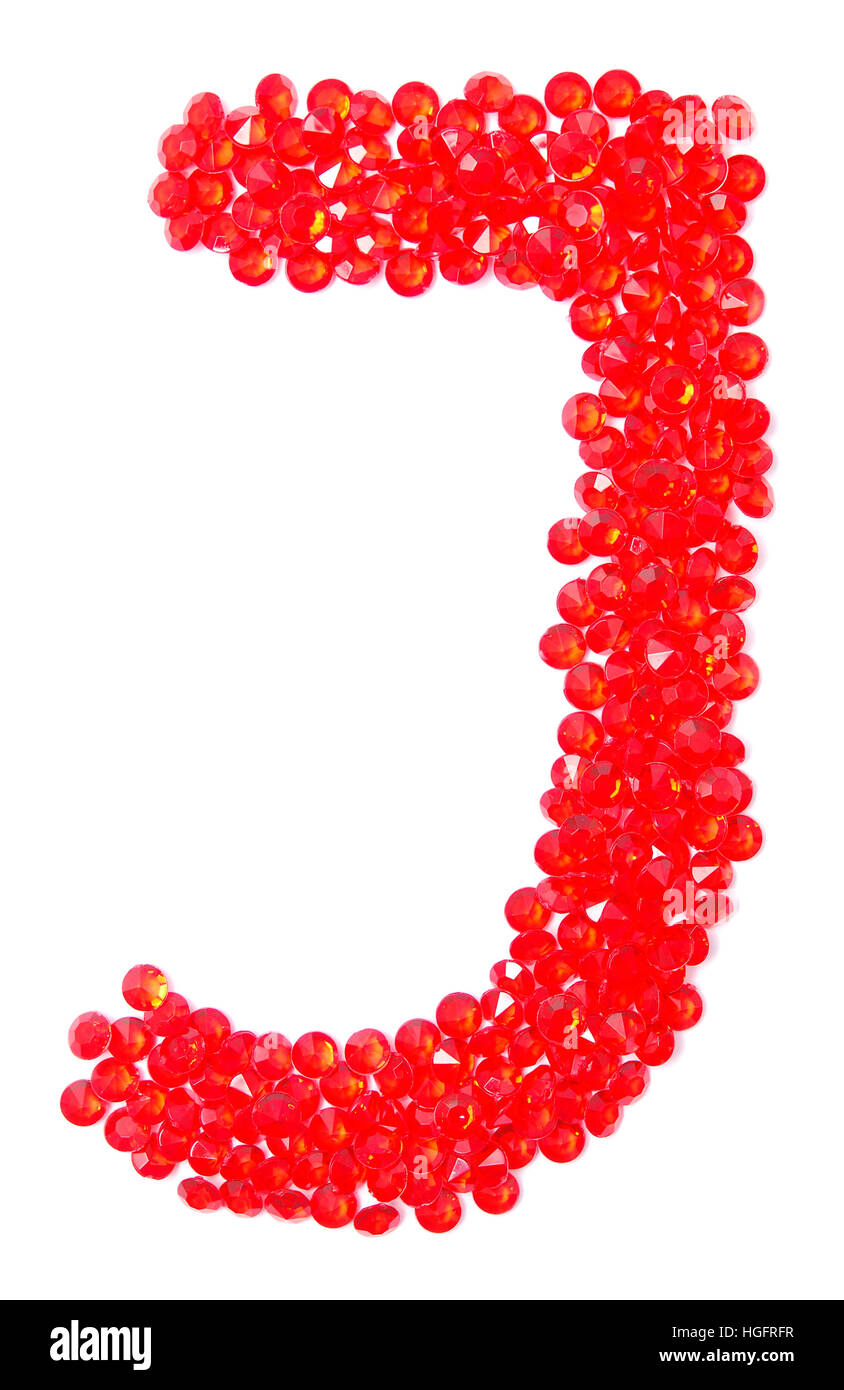 letter from beautiful red diamonds on a white with shadow Stock Photo ...
