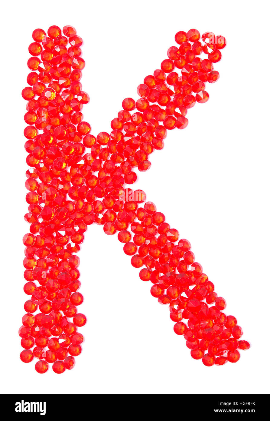 letter from beautiful red diamonds on a white with shadow Stock Photo ...