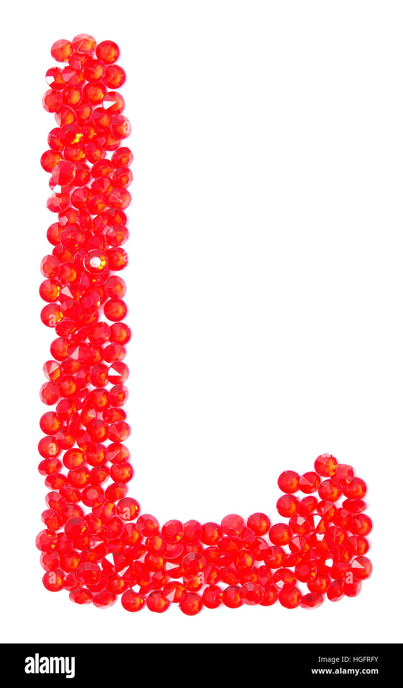 letter from beautiful red diamonds on a white with shadow Stock Photo ...
