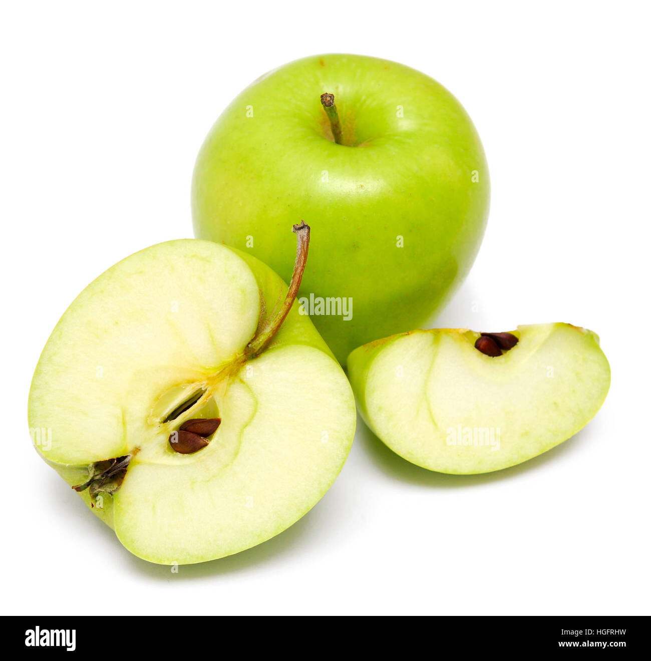 green apple on white background with shadow Stock Photo - Alamy