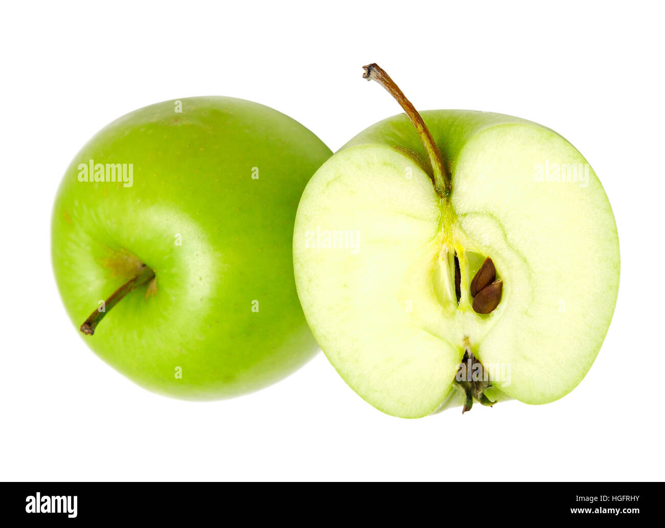 green apples on white background with shadow Stock Photo - Alamy