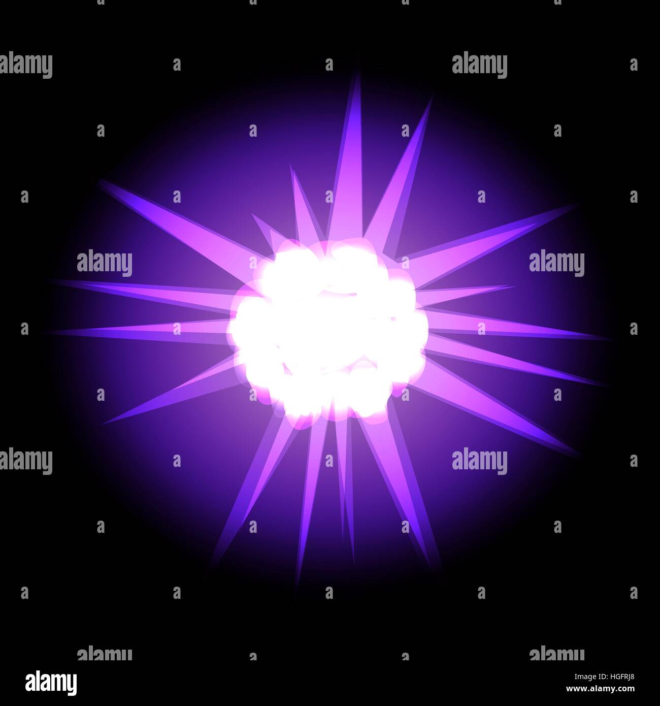 Star with rays white purple in space cosmos isolated on black ...