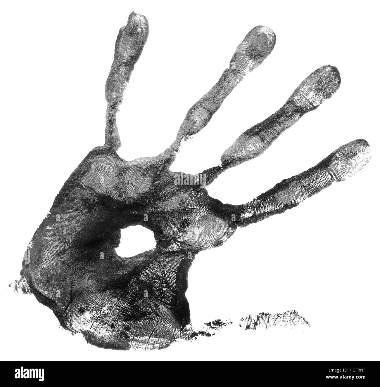 black hand print on a white Stock Photo - Alamy