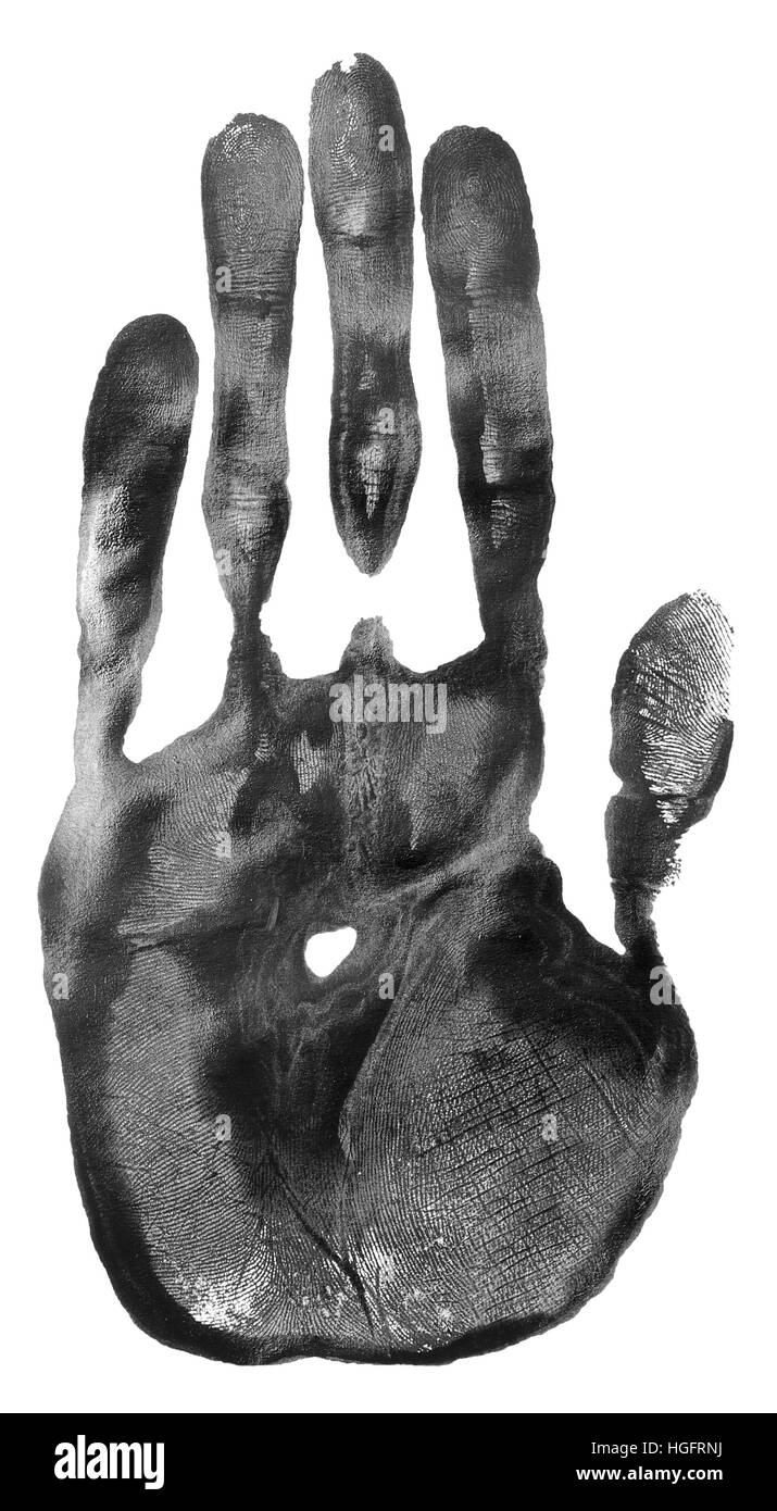 black hand print isolated on a white Stock Photo - Alamy