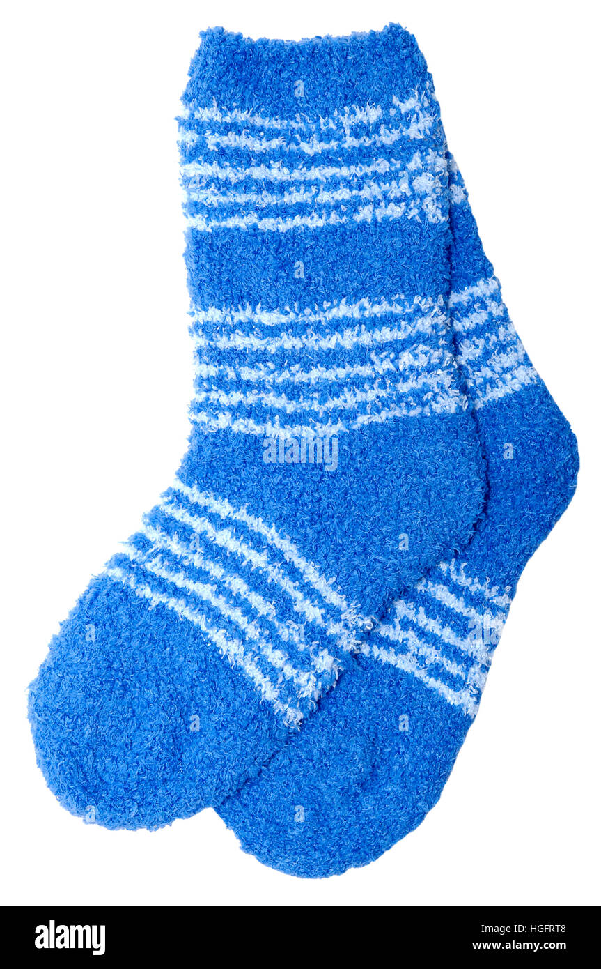 pair of striped blue socks isolated on white Stock Photo - Alamy