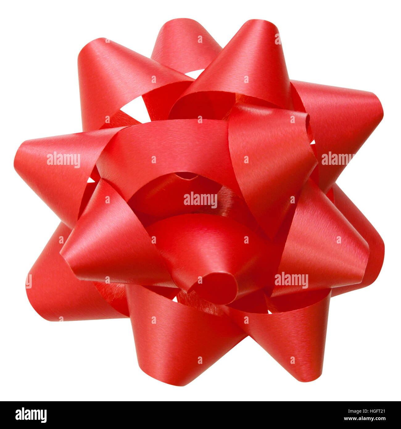 Red lush bow top view isolated over white clipping path Stock Photo - Alamy