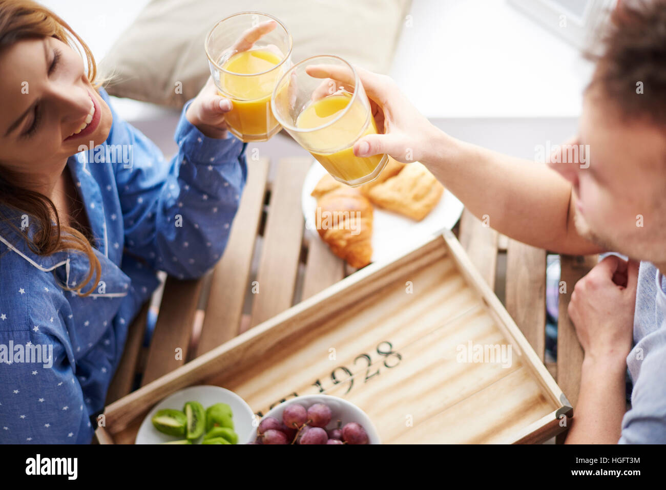 Couple having breakfast at dining table hi-res stock photography and ...