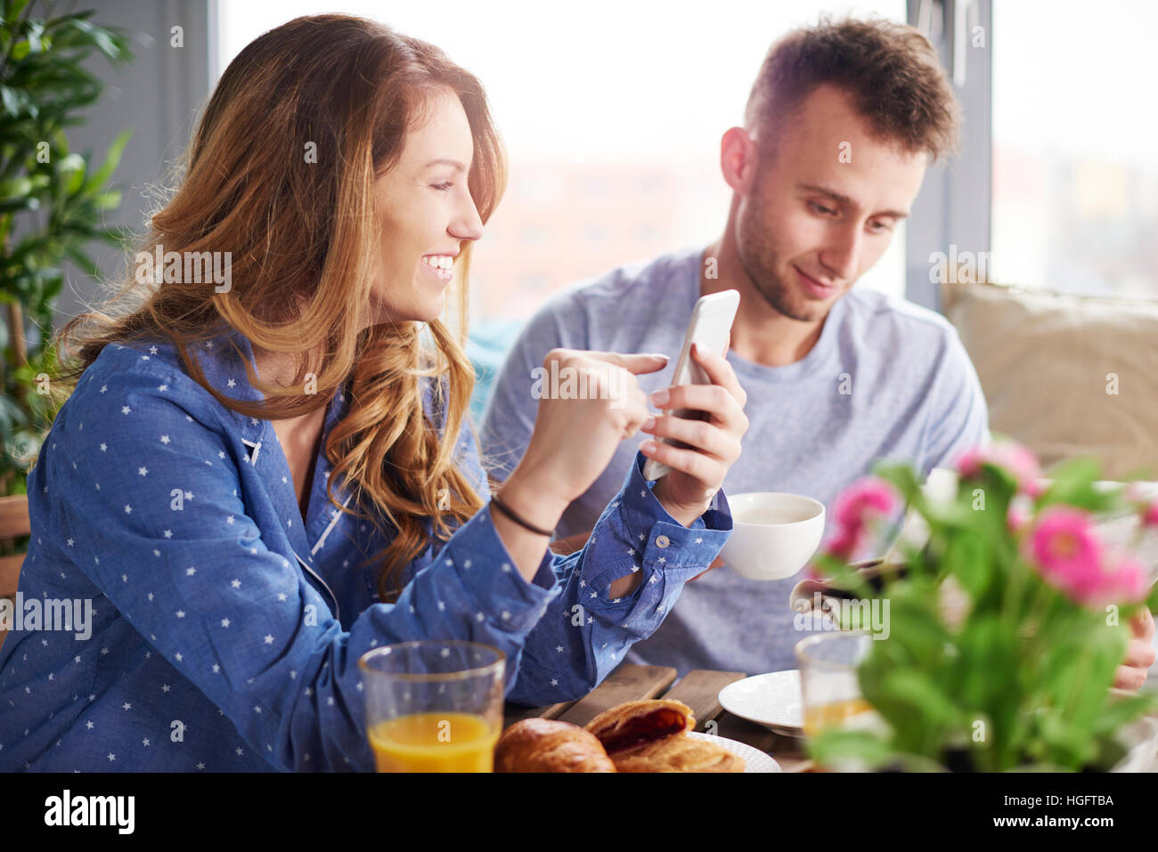 Young couple during breakfast man hi-res stock photography and images ...