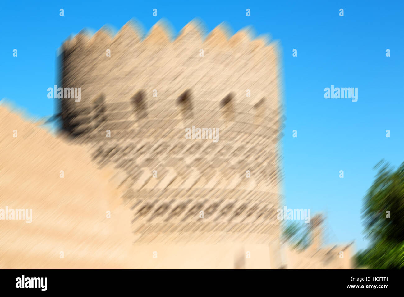 blur in iran shiraz the old castle city defensive architecture near a ...