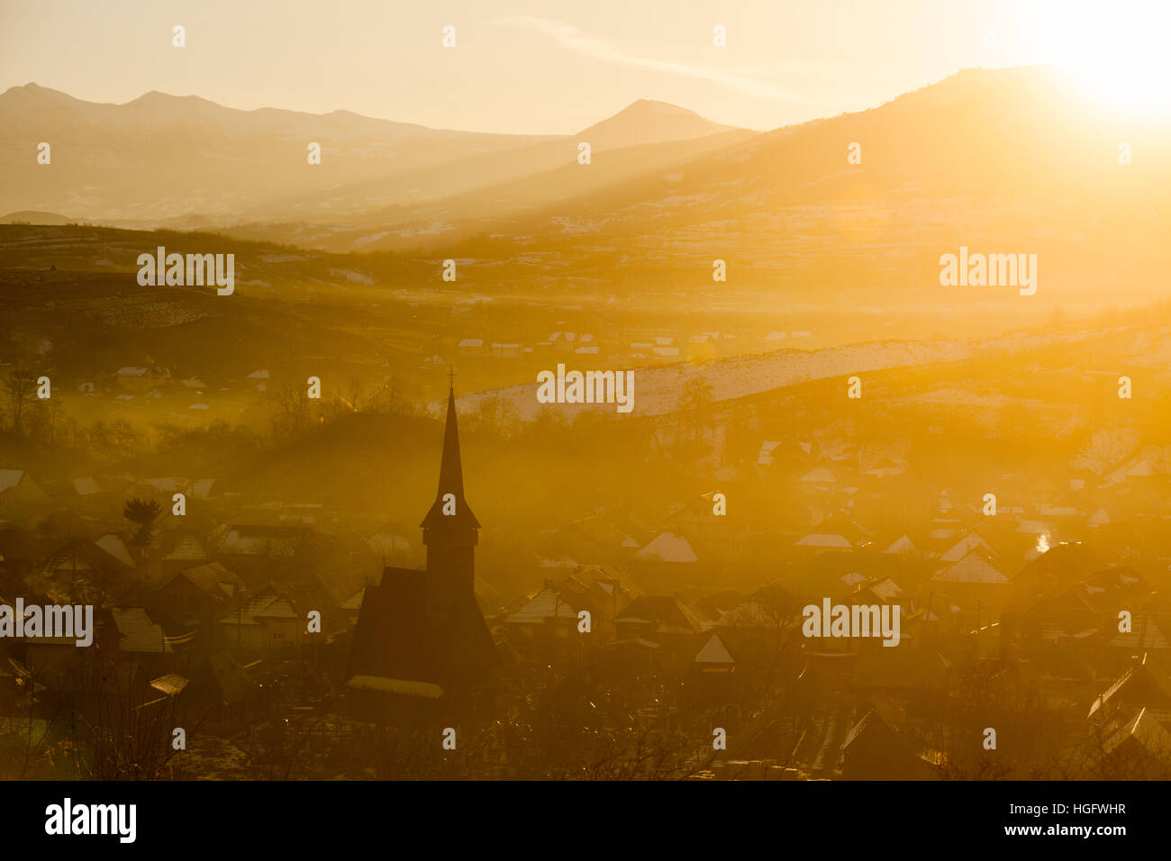 Color image of the wooden church in Ieud, Maramures region, Romania ...
