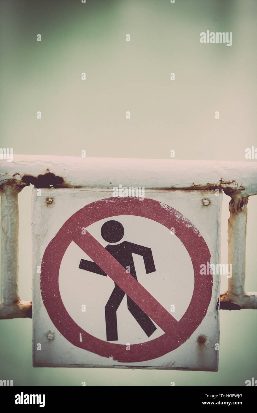 Color detail of a forbidden passage sign Stock Photo - Alamy