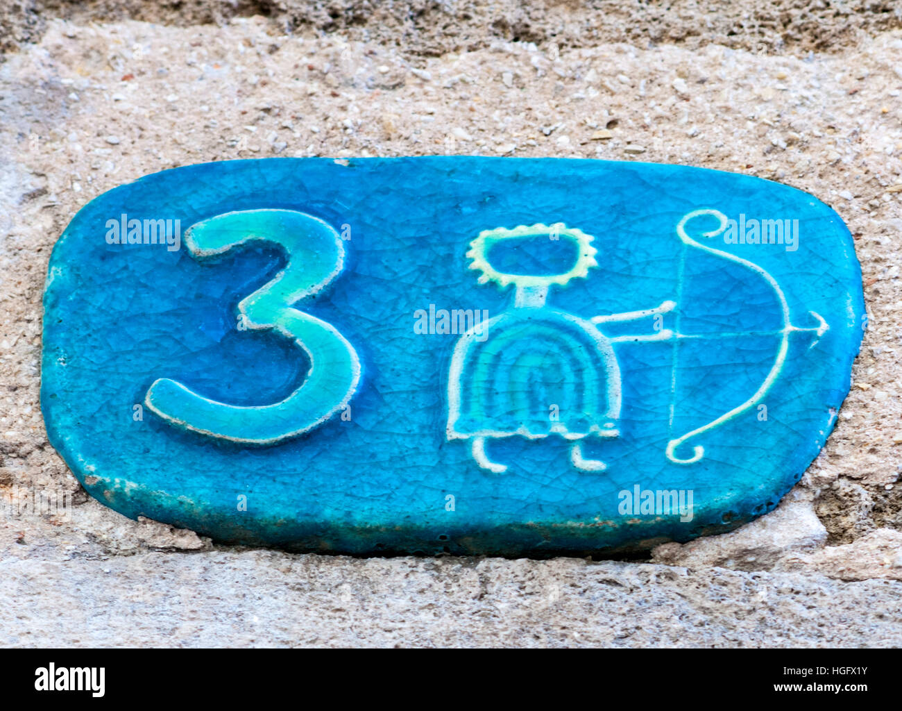 Ceramic numbers the number three Stock Photo - Alamy