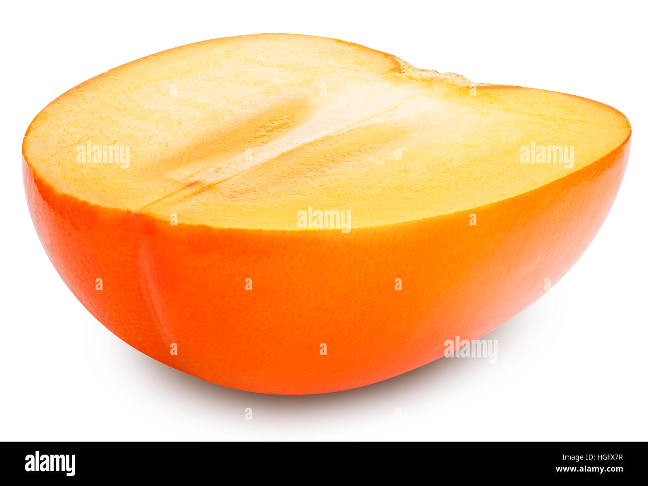 Persimmon cut slice half isolated on white background clipping path ...