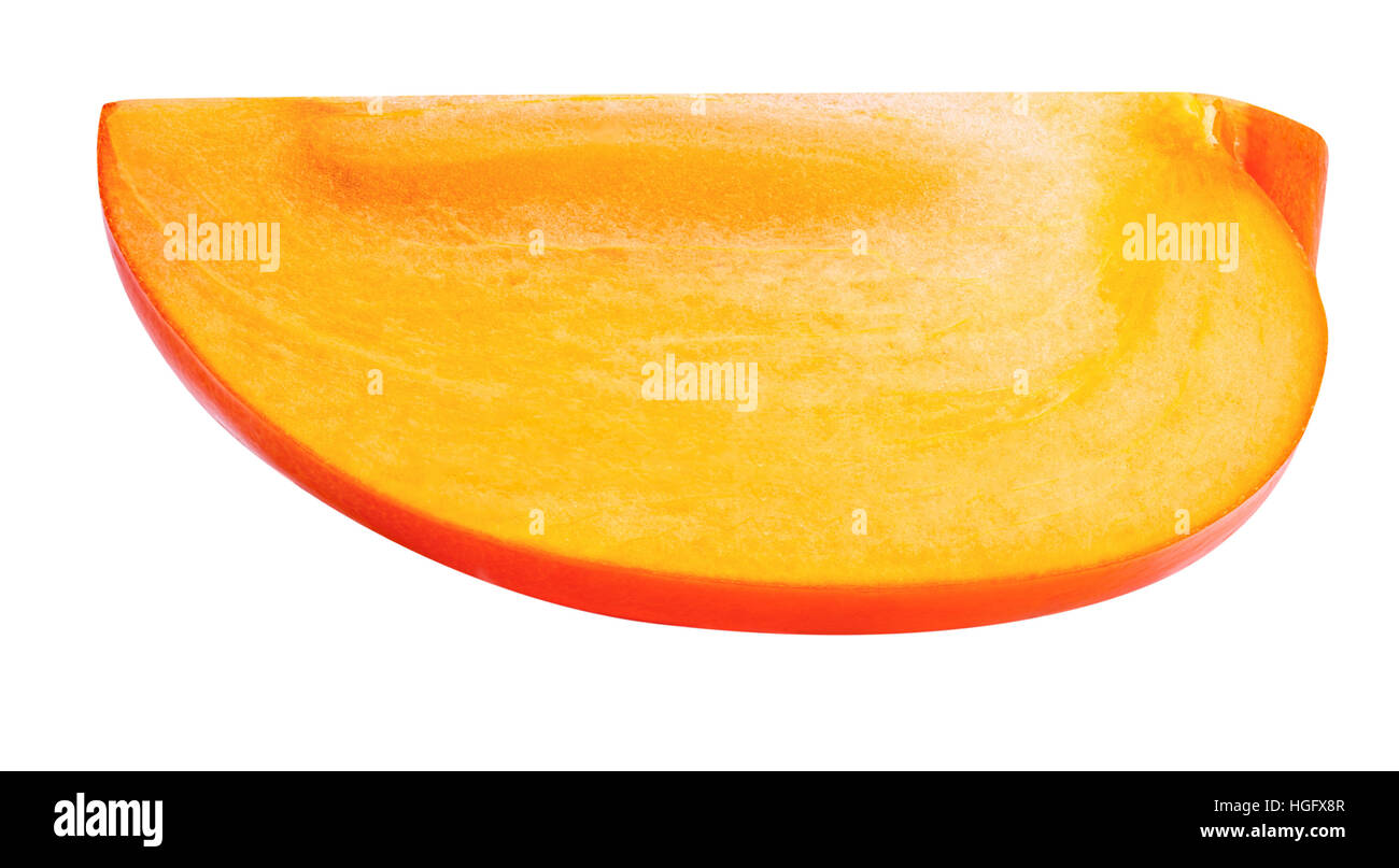 Persimmon cut slice isolated on white background clipping path Stock ...