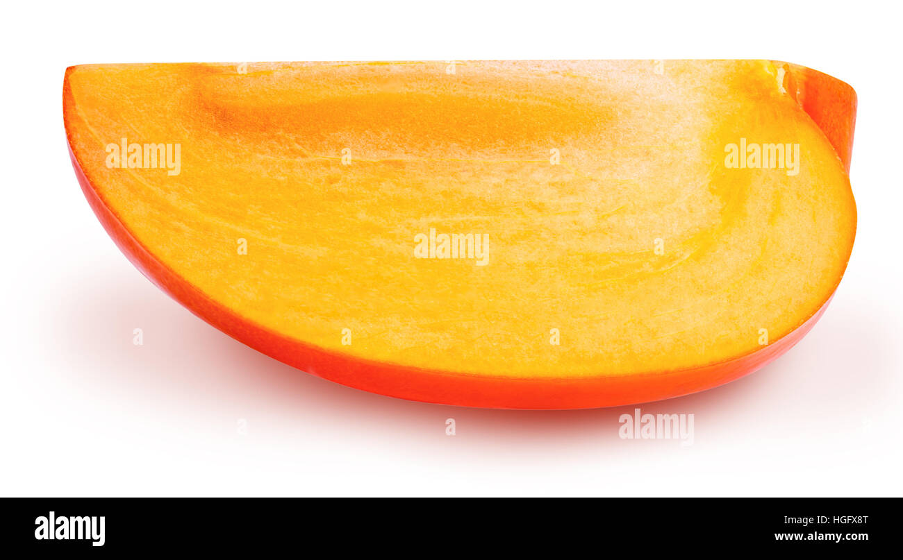 Persimmon cut slice isolated on white background clipping path Stock ...