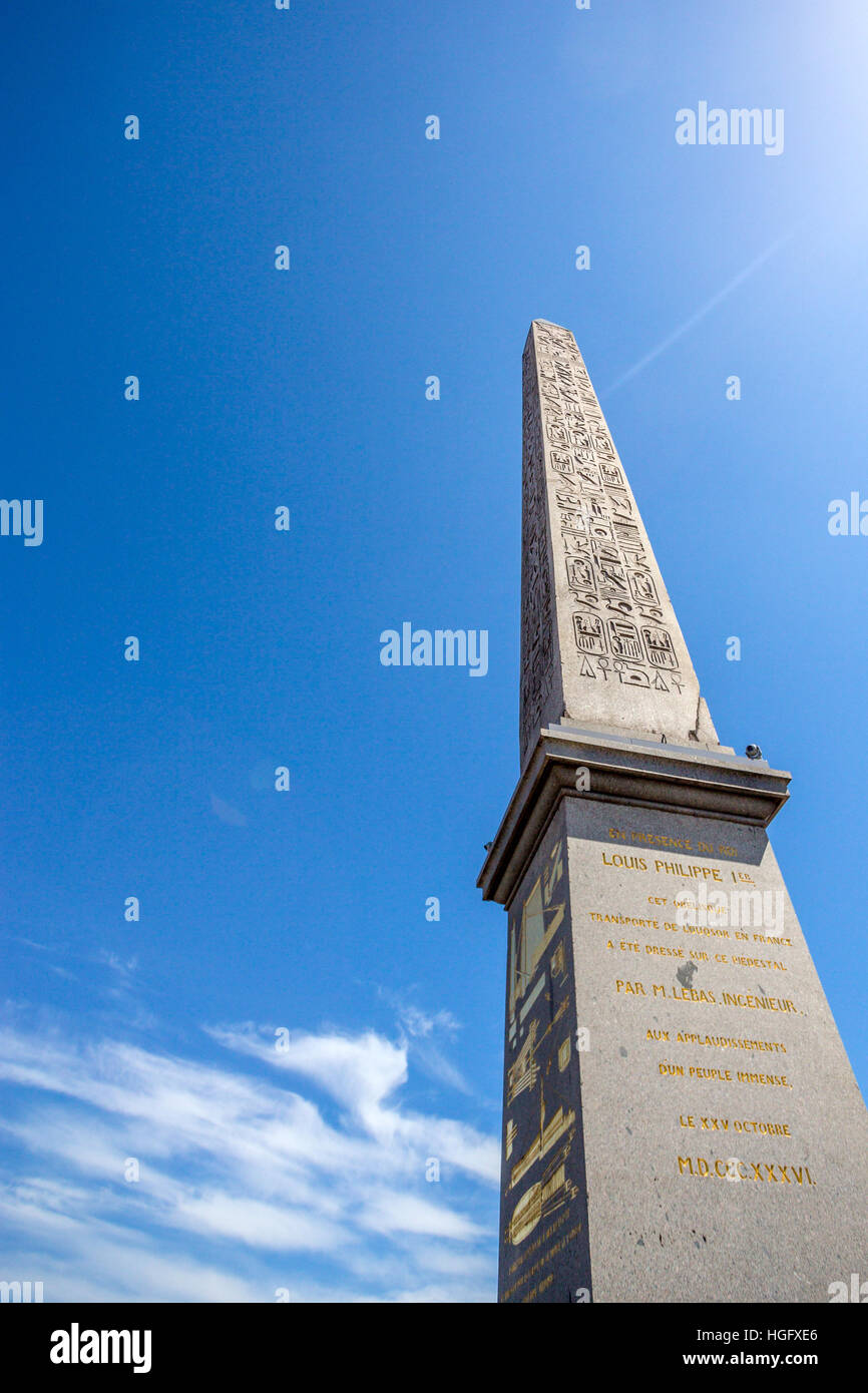 Luxor obelisk at Place de la Concorde in Paris, France. This is one of ...